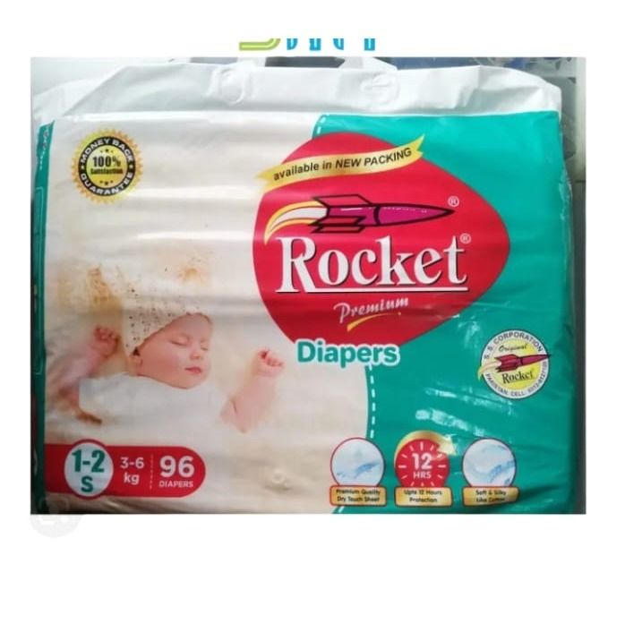Rocket Premium Diapers Mega Pack [Small Size 1-2 ] 96 Pes [Medium Size ...