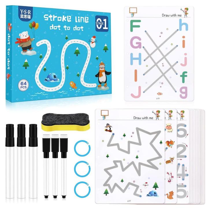 Magical Reusable Preschool Tracing Book | 64 Pages | Lines, Shapes, Pen ...