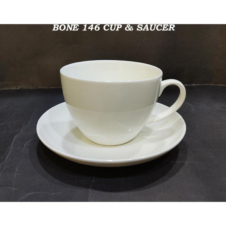 LUXURY BONE CHINA PLAIN OFF WHITE 12 PCS SET ( 6 PCS CUP AND 6 PCS ...