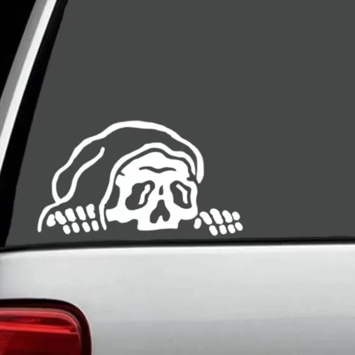 Funny Halloween Peep Skeleton Car Sticker Peep Skeleton Lurking Reaper ...