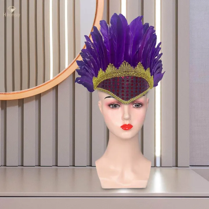 Feather Headdress Fashion Chief Indian Hat for Masquerade Halloween ...