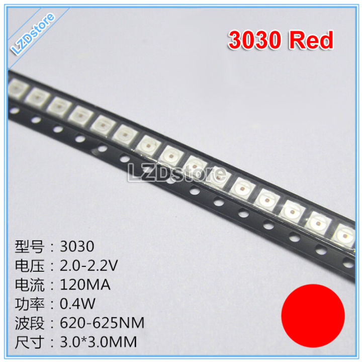 100pcs 3030 3V 0.5W LED Lamp Beads SMD LED White Warm White Red Yellow ...