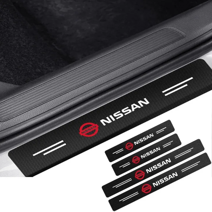 4Pcs Car Door Sill Protector Stickers for Nissan | Carbon Fiber Anti ...