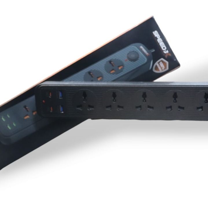 504PU Power Strip Multi Power Plug Extension Board with 2 USB Ports + 2 ...