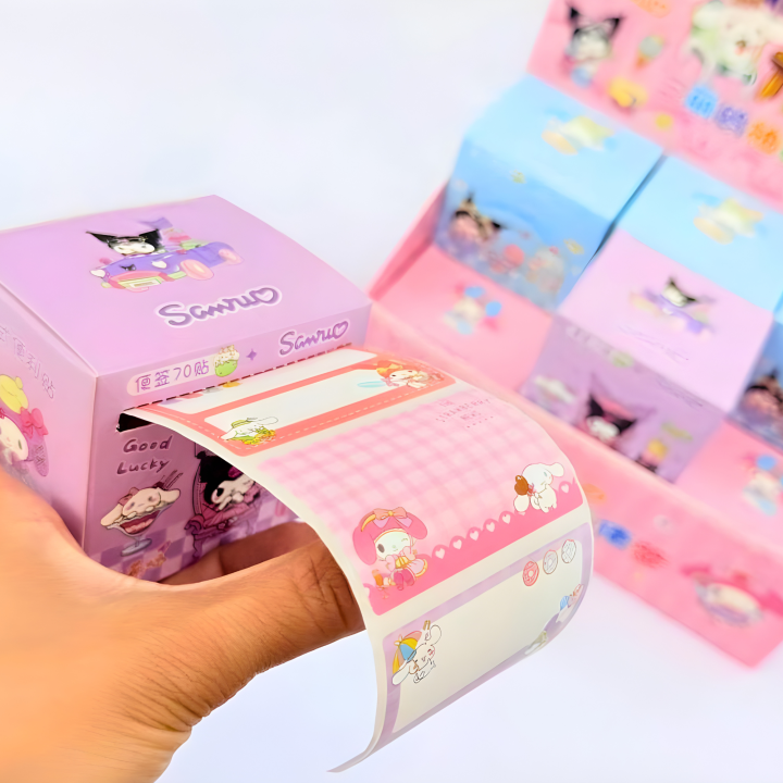 Sanrio Sticky Notes Roll 40 Sheets Kuromi Cinnamoroll My Melody Kawaii ...