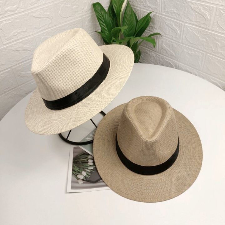 Fashion Casual Unisex Beach Large Brim Sun Panama Hat Paper Straw Women ...
