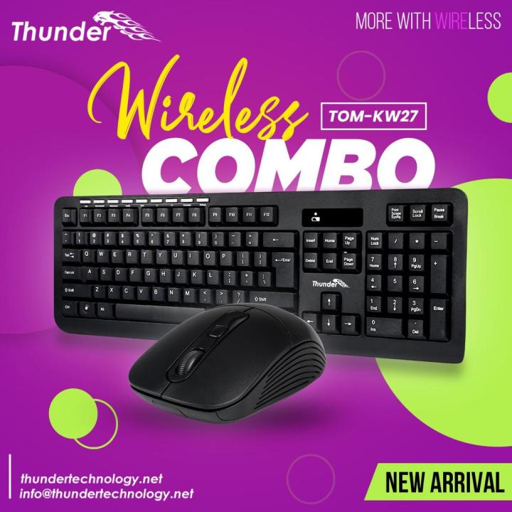 Thunder Multimedia Keyboard Mouse Wireless Combo TOM-KW27 | Daraz.pk