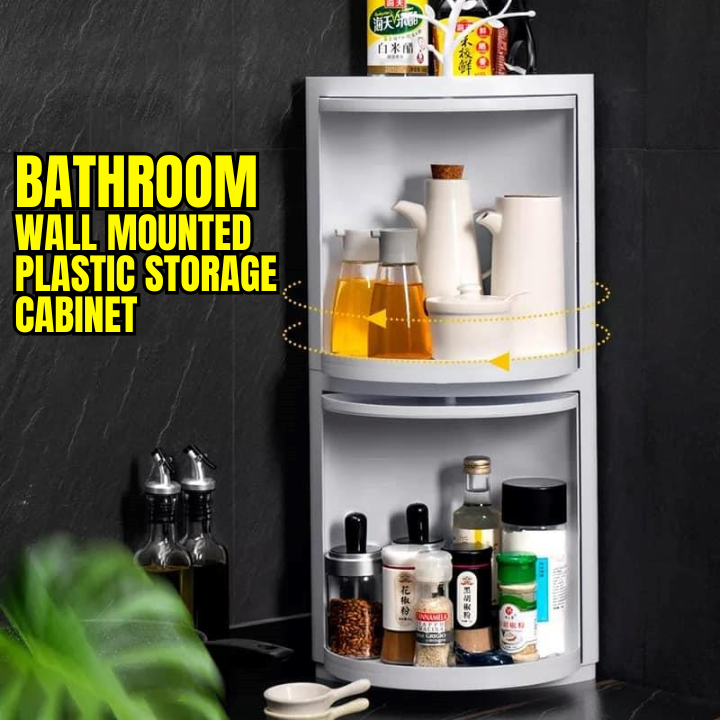 Bathroom Shelf, Rotating Triangle Wall Mounted Plastic Storage Rack ...
