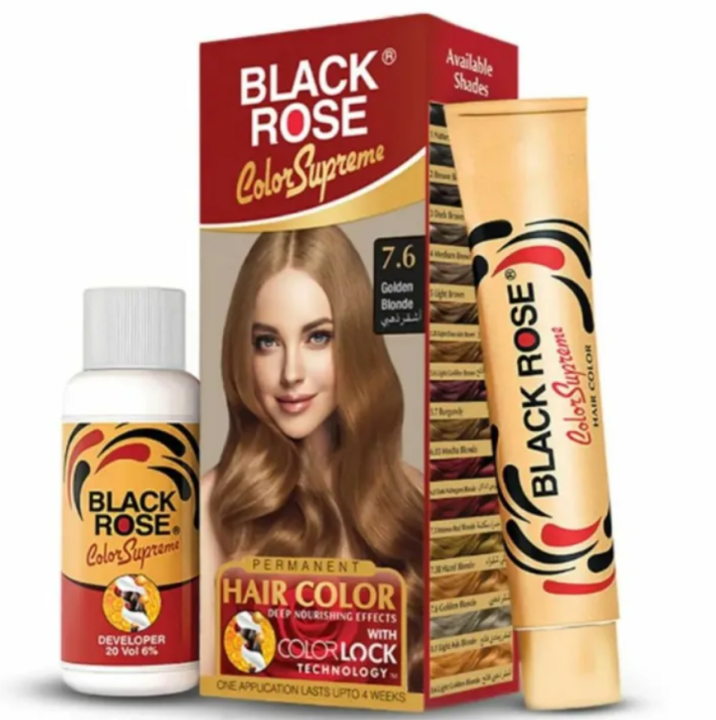 Black Rose Color Supreme Hair Color - Shade No: 7.6 Golden Blonde ...