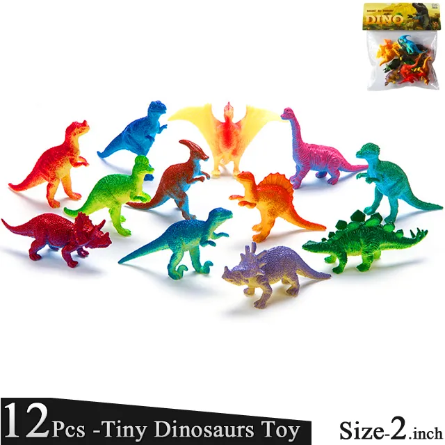 12 Pcs - Wild Rubber Dinosaur Jurassic Park Animal Action Figure World ...