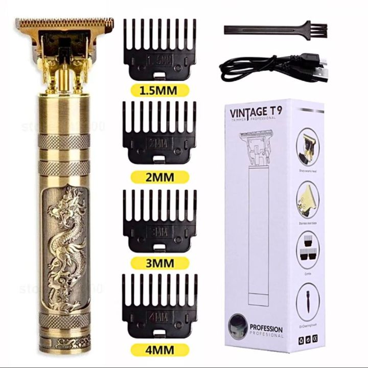 Professional Vintage T9 Dragon Style Trimmer for Men USB Rechargeable ...