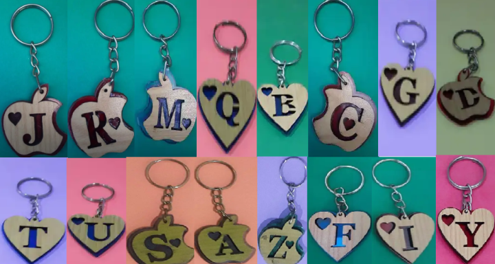 High Quality Wooden Keychain with Alphabet Letters | Daraz.pk