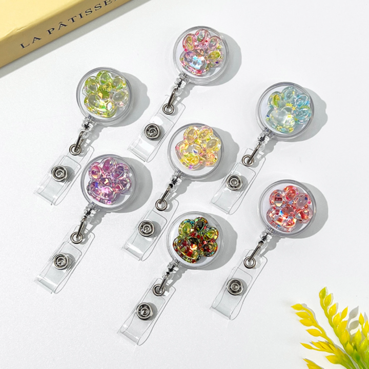 Plastic Name Badge Clip Anti Loss Paw Design Badge Reel Retractable ...