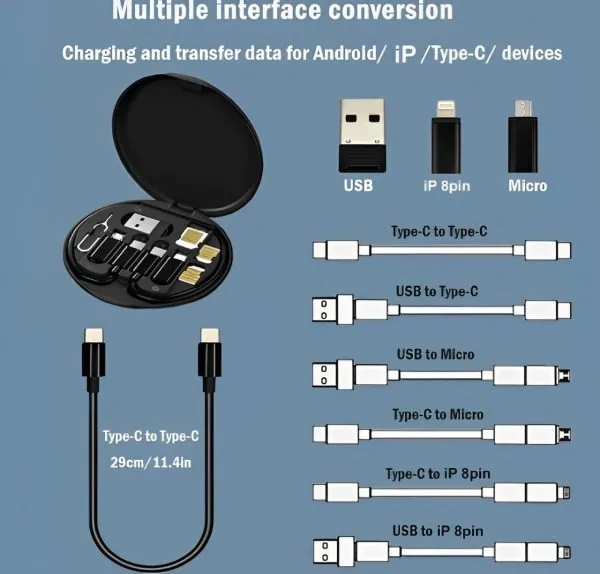 5-in-1 Multi Data Cable Set – 60W Fast Charging All-in-One Charging ...