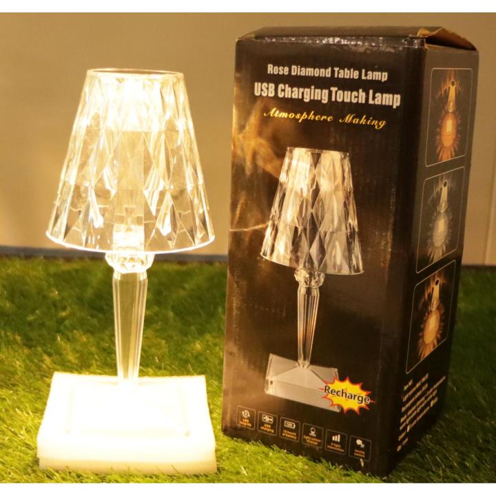 Crystal Rechargeable Usb Touch Table Lamp, Rose Diamond Crystal ...