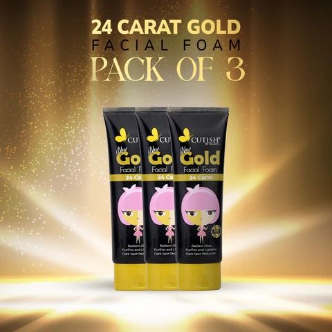 Cutish Gold 24 Karat Facial Foam 100ml Pack Of 3 | Daraz.pk