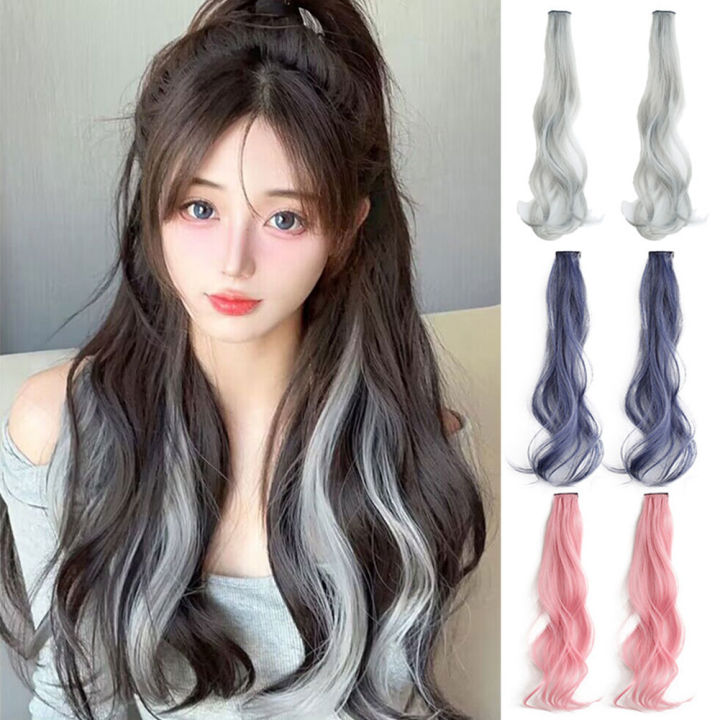 JM One Piece Colored Large Wave Long Curly Wig Ear Hanging Dye Hair ...