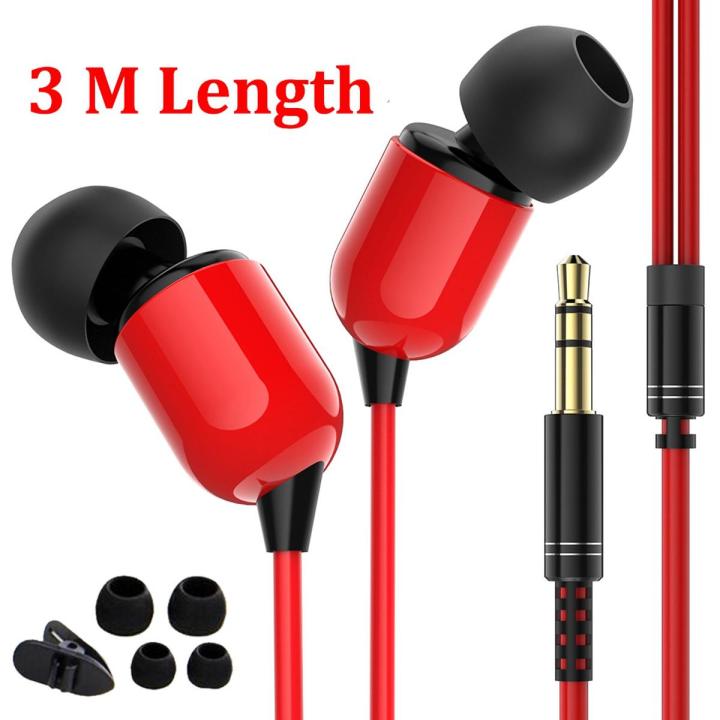 3 Meters Wired Earphones In-ear Earbuds Headphone 3.5mm Stereo ...