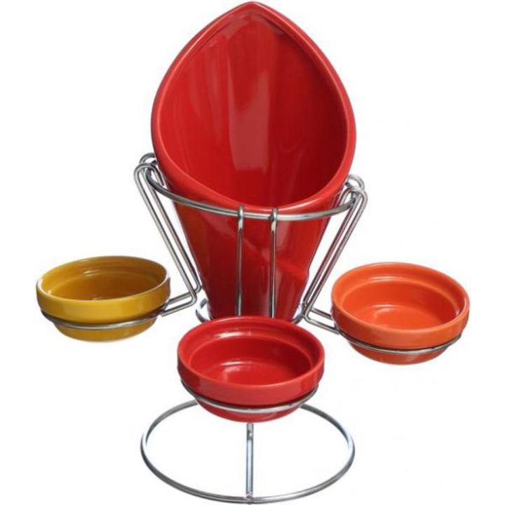 Techmanistan French Fries Cone, French Fries Holder With Metal Rack & 3 ...