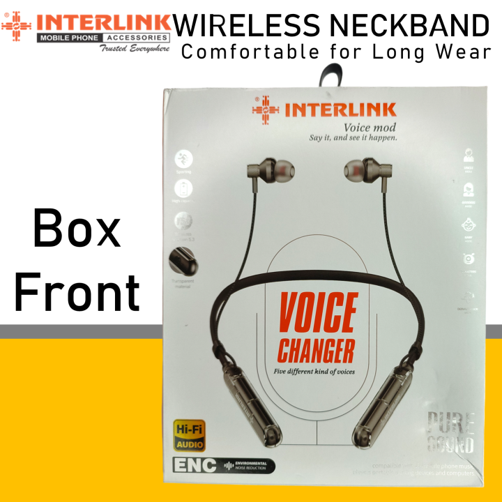 Interlink wireless Bluetooth Neckband with 5 Voice Changer mode | 5.3 ...
