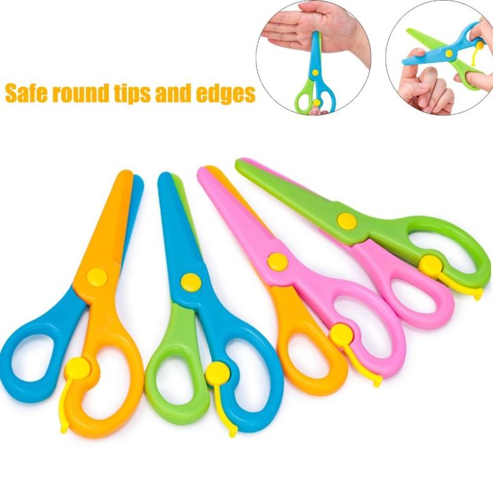 Safe Plastic Kids Safety Scissors Comfort Grip Blunt Tip Anti-Pinch ...