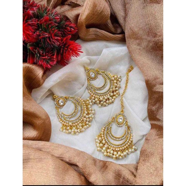 PAKISTANI STYLISH EARRINGS & BINDIA | TEEKA SET | Daraz.pk