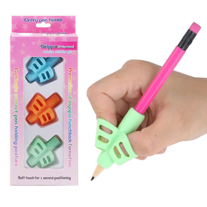 3Pcs Set Soft Silica Pencil Grasp Two Finger Gel Pen Grips Children ...