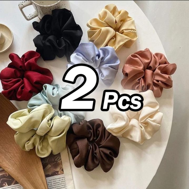 GP 2/4 pcs Women Silk Scrunchie Elastic Multicolor Hair Band Ponytail ...