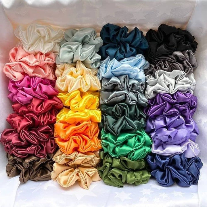 Pack of 5/10 Luxury Satin Scrunchies for women girls Silk Pastel colors ...