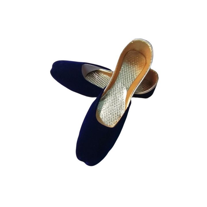Traditional Pure Velvet Handmade Royal Blue Ladies Khussa for Women and ...