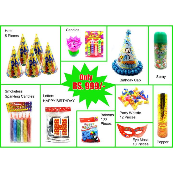 Pack of 11 Birthday Decoration Items Deal - 02 Complete Birthday ...