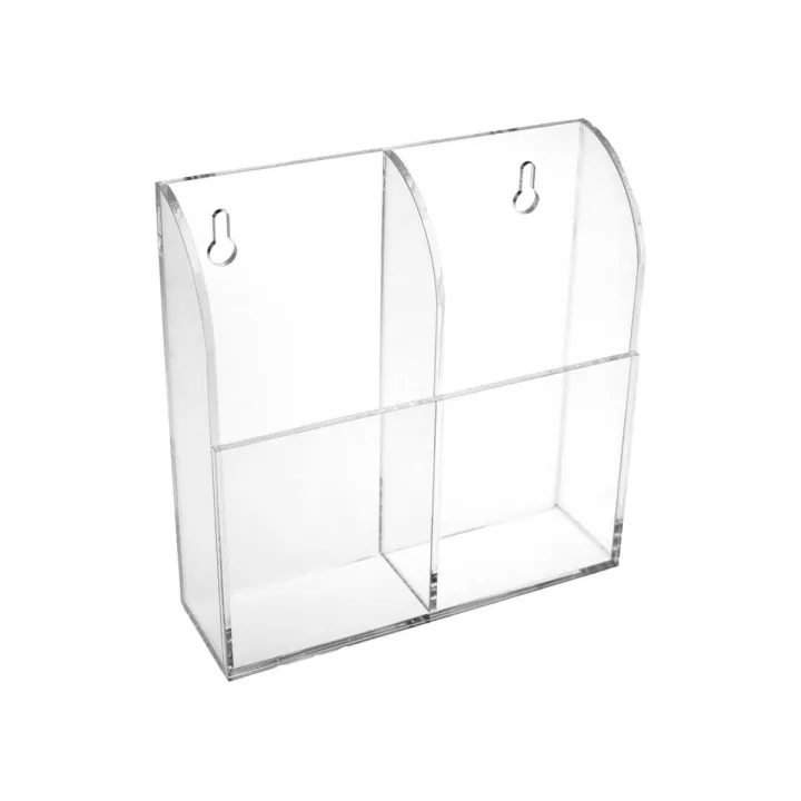 Clear Acrylic TV AC Remote Control Wall Mount Holder 2 Compartments ...