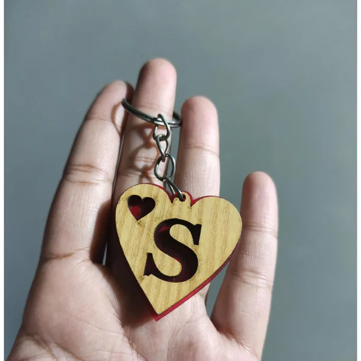 Alphabet wooden key chain of S and A | Daraz.pk