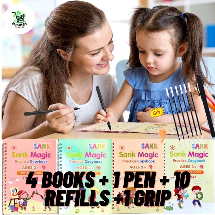 4 in 1 Sank Magic Book for Kids , Reusable Magic Practice Copy Book ...
