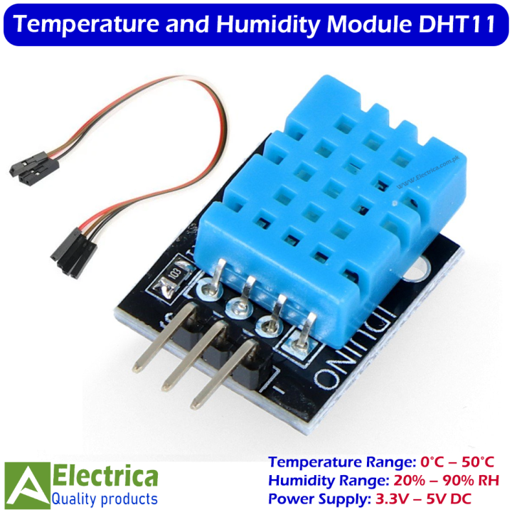 DHT11 Digital Temperature Humidity Sensor Module 3-Pin Smart Kit with 3pcs Female Wires ...
