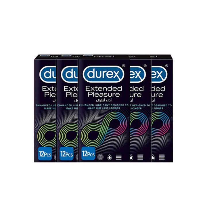 Durex Pack of 5 - Durex Condoms Extended Pleasure Longer Lasting Timing Condoms 12s | Daraz.pk