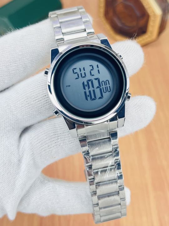 Stylish Stainless Steel Digital Wrist Watch for Men – LED Display, Date ...