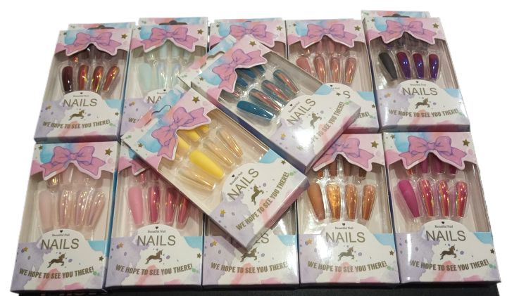 New Design Coffin Shape Nails 24 Beautiful nails Matte & Mirror Shine ...