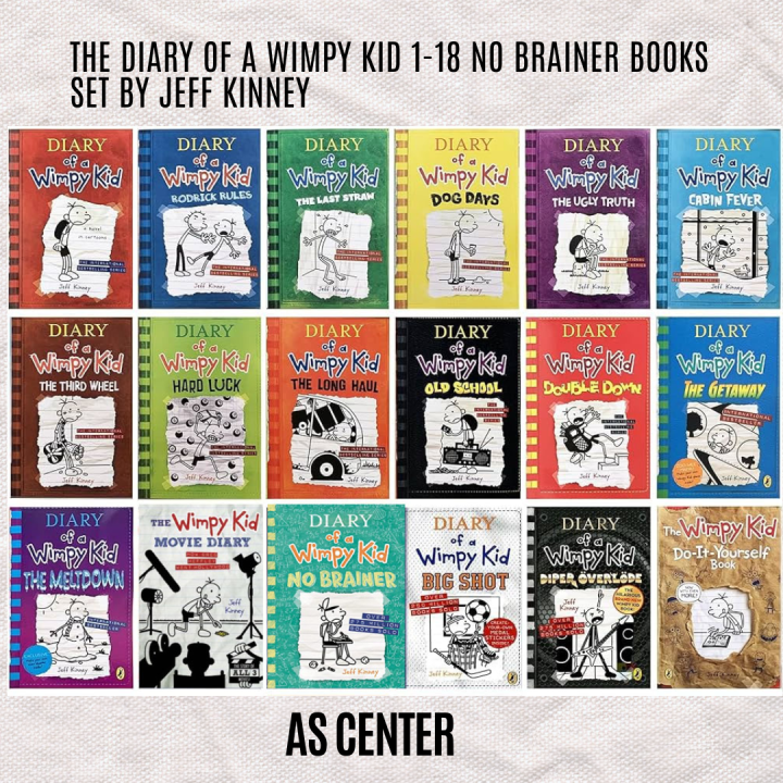 The Diary of A Wimpy Kid 1-18 No Brainer Books Set By Jeff Kinney ...