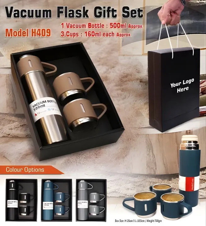 3 Cup Double-Layer Stainless Steel Vacuum Flask Set – Insulated Hot ...