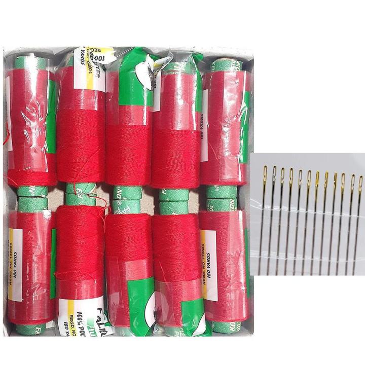 10 Red Sewing Thread with 15 Free Needles | Suit Stich Sewing Thread ...