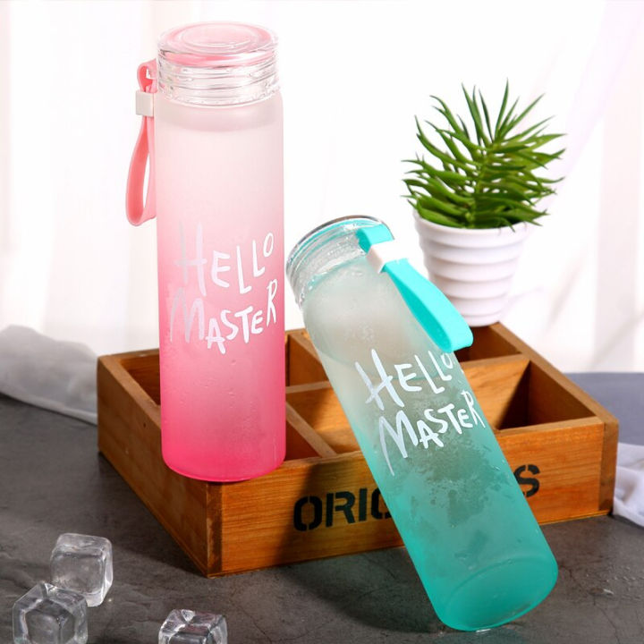 Hello Master Water Bottle Glass 480ml Transparent Gradient Colorful ...