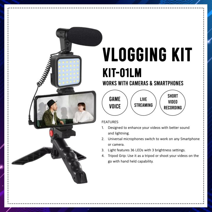 Kit-01LM Vlogging kit Telephone Tripod Fill Light Microphone Vlog Live ...
