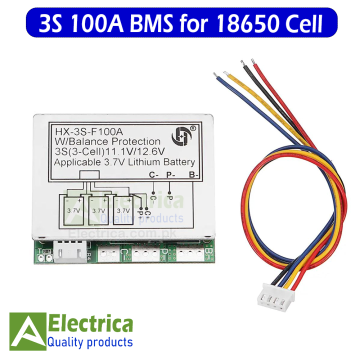 3S 100A BMS With Balancer 18650 Battery Protection board HX-3S-F100A ...
