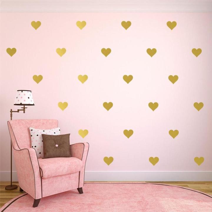 SmileArt 50 PCS Heart Shape Wall Stickers, 2-Inch Polka Dot Pattern ...