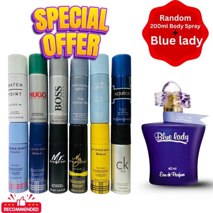 Gift Pack for Women – Blue Lady Perfume 40ml & Random Body Spray 200ml ...