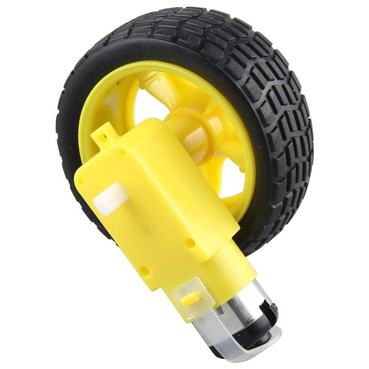 DC 3V-6V Yellow Gearbox Motor with Wheel tyre TT motor tire 5V | Daraz.pk