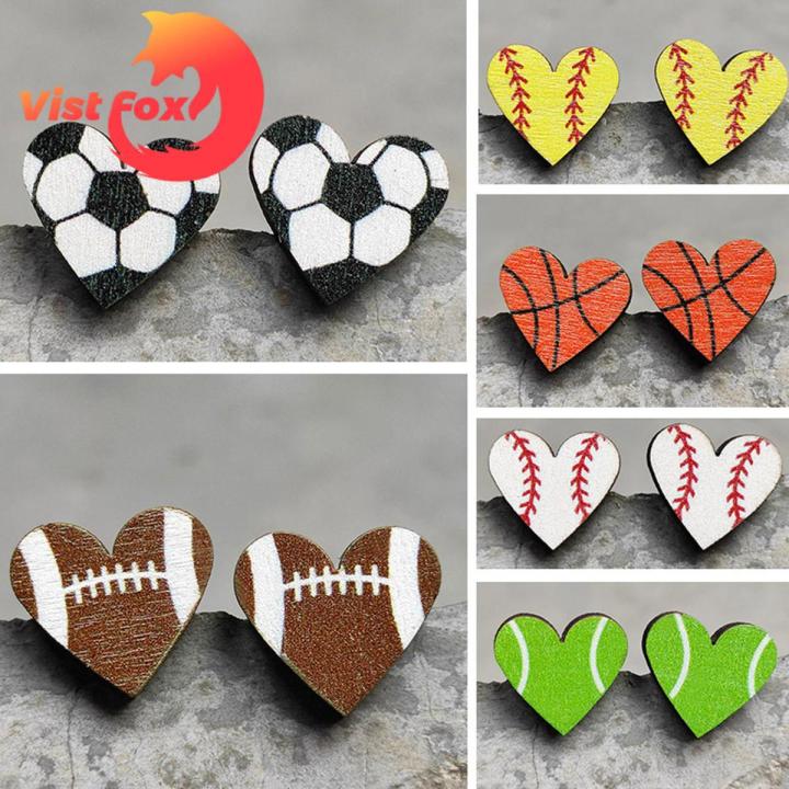 Vist Fox Lady Ear Studs Anti-allergy Football Shape Lady Ear Studs ...