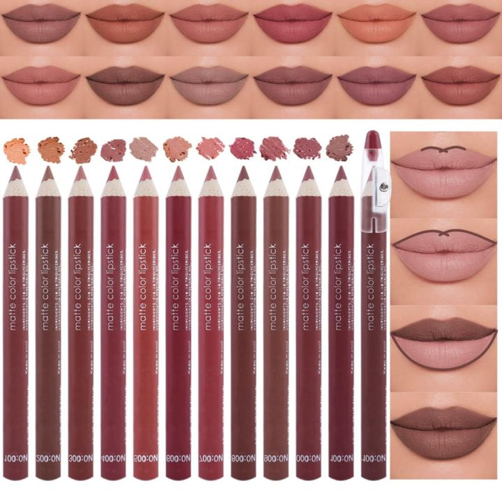 Matte Waterproof Lipstick Pencil Set – 6 or 12 Pcs – Long-Lasting ...