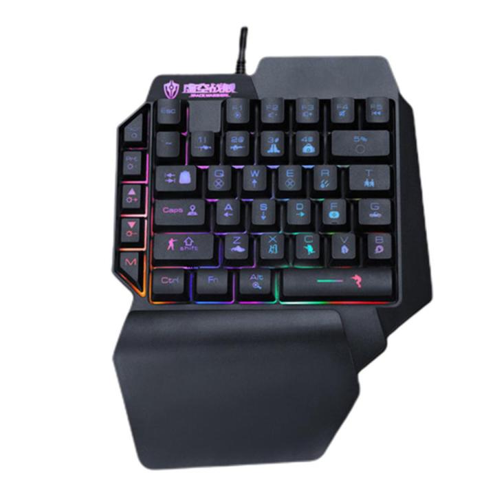 One Handed 35 Key Mechanical Gaming Keyboard Backlit Portable Mini ...